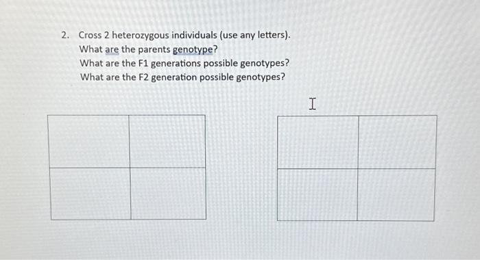 Solved 2. Cross 2 heterozygous individuals (use any | Chegg.com