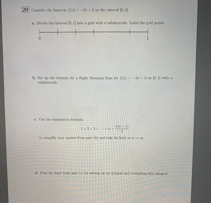 Solved 20 Consider the function () --2c +3 on the interval | Chegg.com
