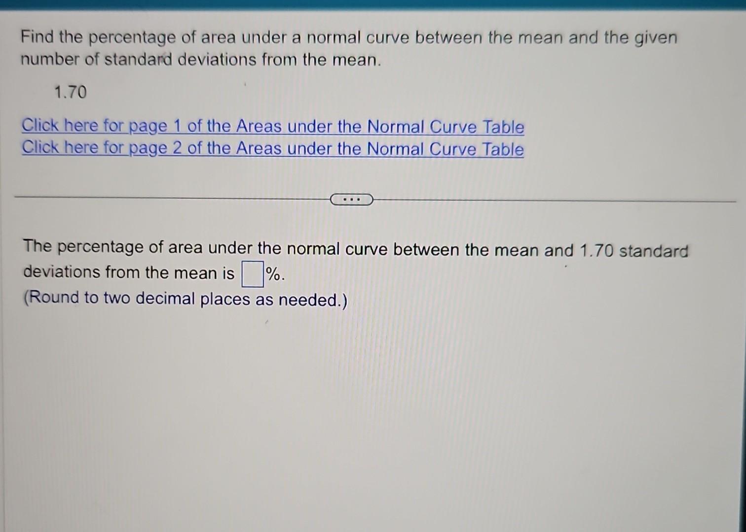 Solved Find the percentage of area under a normal curve | Chegg.com