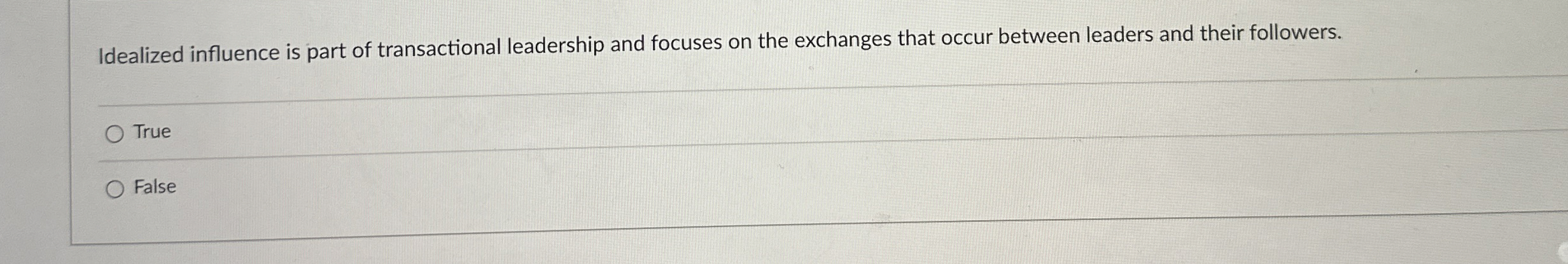 Solved Idealized influence is part of transactional | Chegg.com