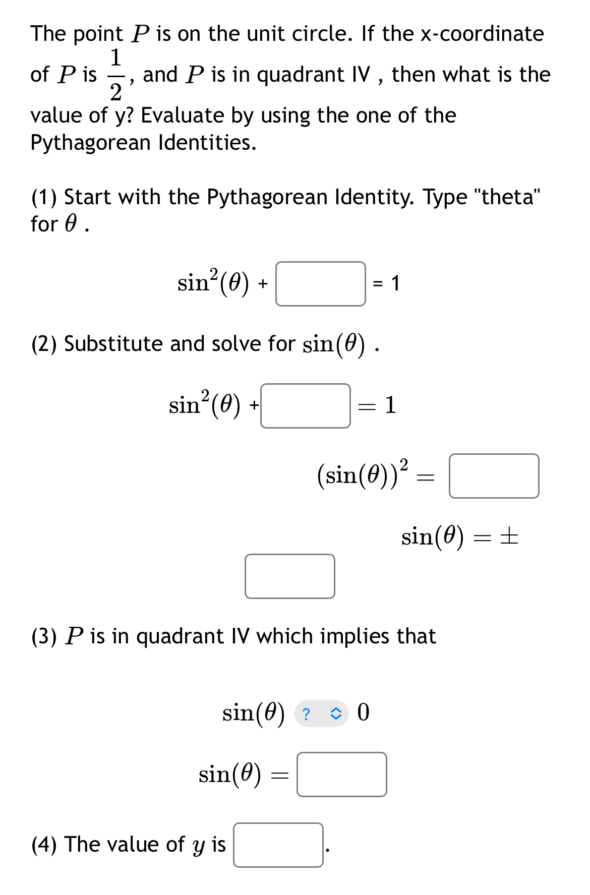 Solved The point P ﻿is on the unit circle. If the | Chegg.com