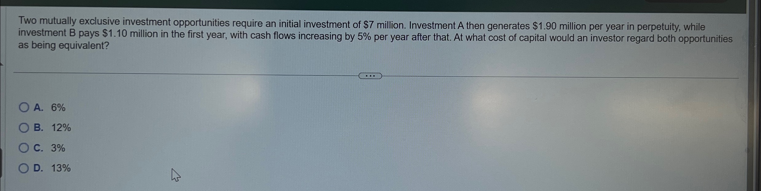 Solved Two mutually exclusive investment opportunities | Chegg.com