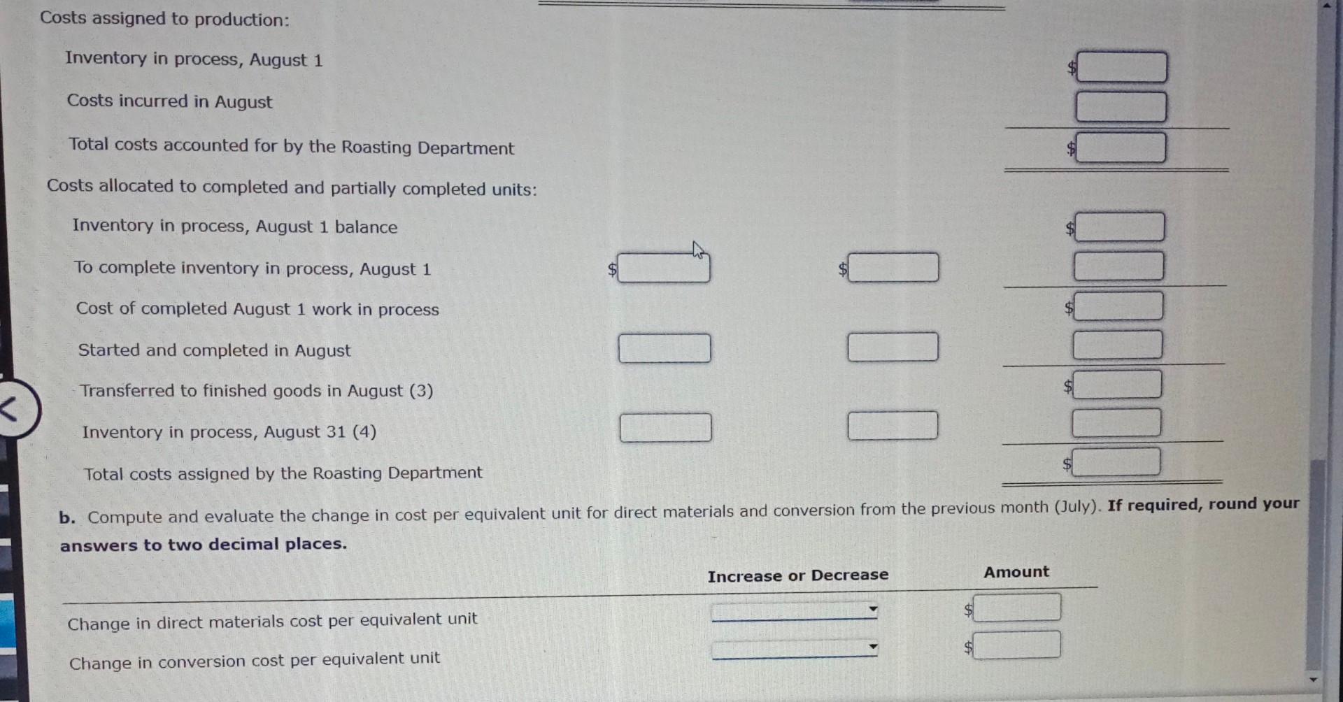 Solved Cost of Production Report The debits to Work in | Chegg.com
