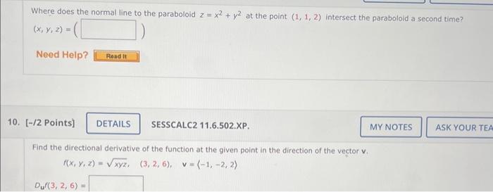 Solved Where does the normal line to the paraboloid z=x2+y2 | Chegg.com