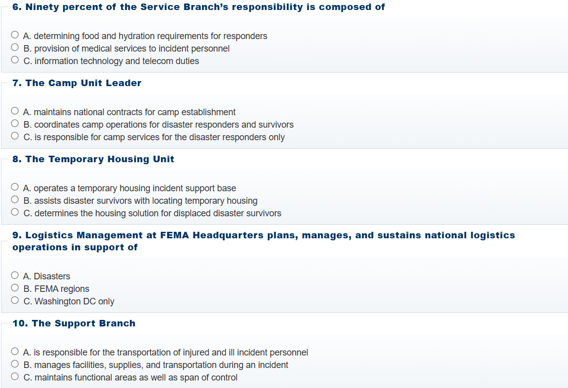 Solved The Mass Care Support Unit A. ﻿supports the mass care | Chegg.com