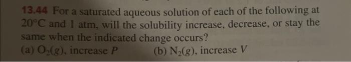 Solved 13.44 For a saturated aqueous solution of each of the | Chegg.com