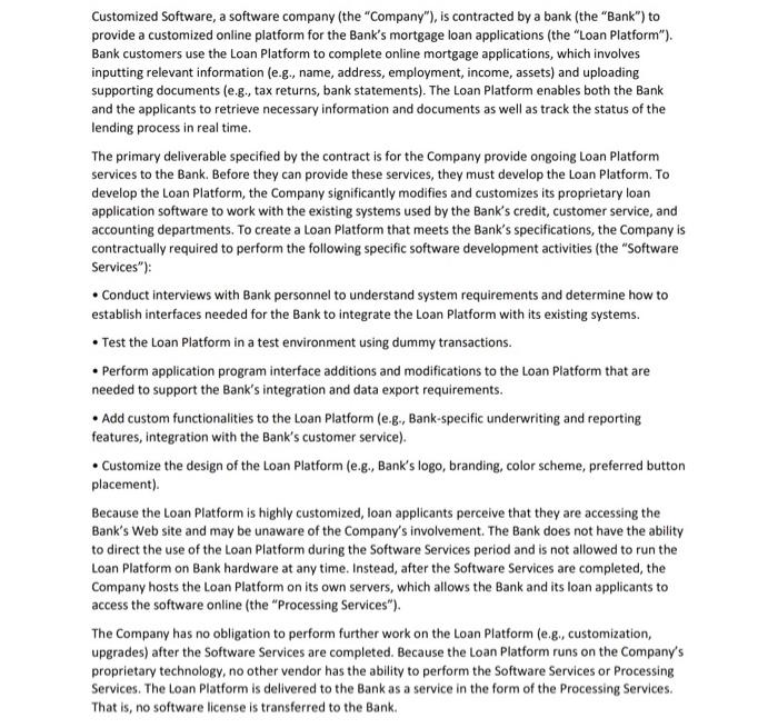 Solved Customized Software, a software company (the | Chegg.com