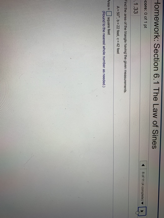 Solved Homework Section 6 1 The Law Of Sines Ecore 0 Of 1