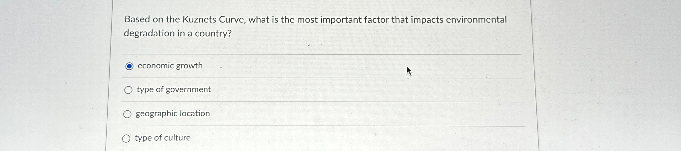 Solved Based on the Kuznets Curve, what is the most | Chegg.com
