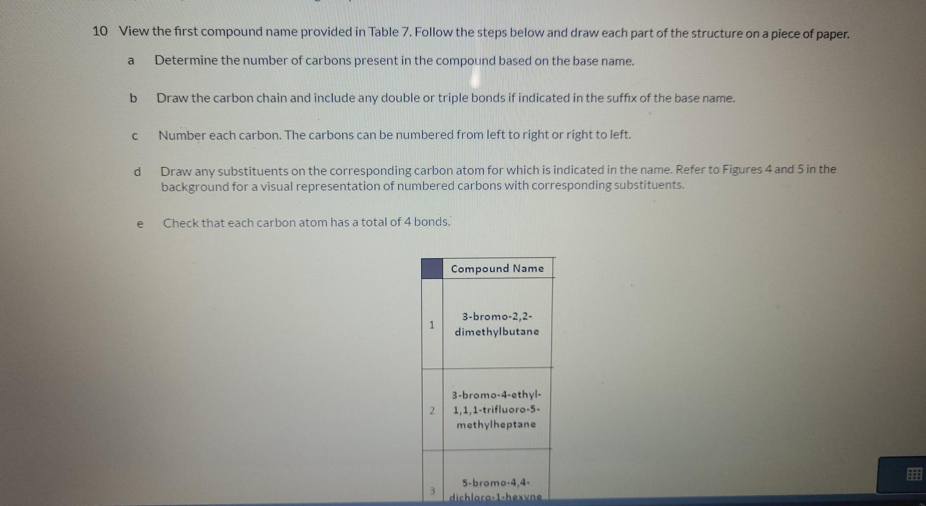 Solved 10 View the first compound name provided in Table 7. | Chegg.com