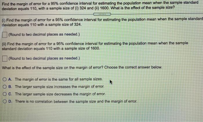 Solved Find the margin of error for a 95% confidence | Chegg.com