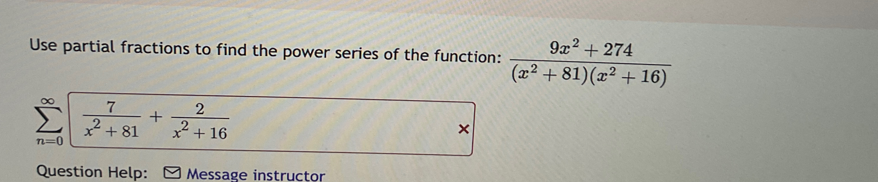 Solved Use partial fractions to find the power series of the | Chegg.com