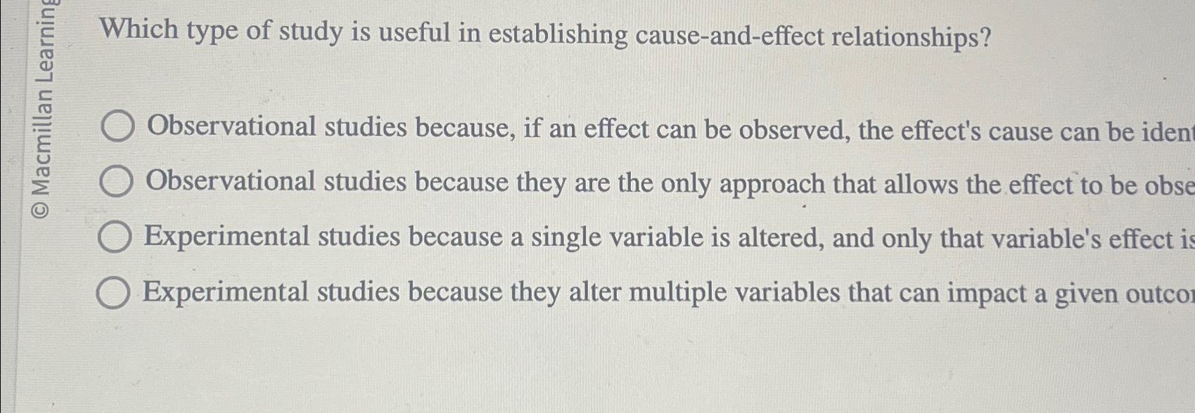 Solved Which type of study is useful in establishing | Chegg.com