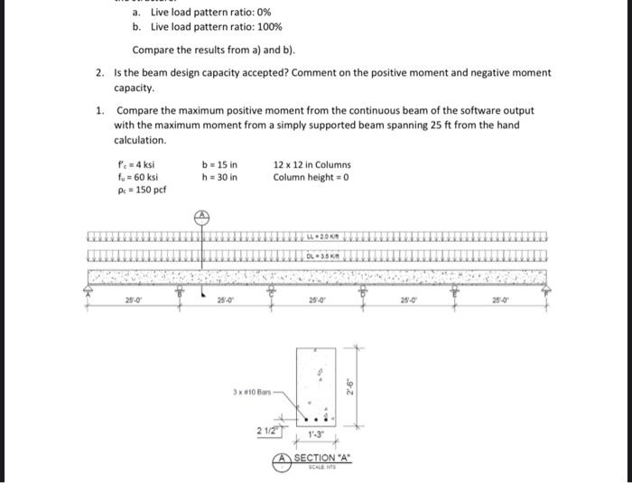 Solved a. Live load pattern ratio: 0% b. Live load pattern | Chegg.com