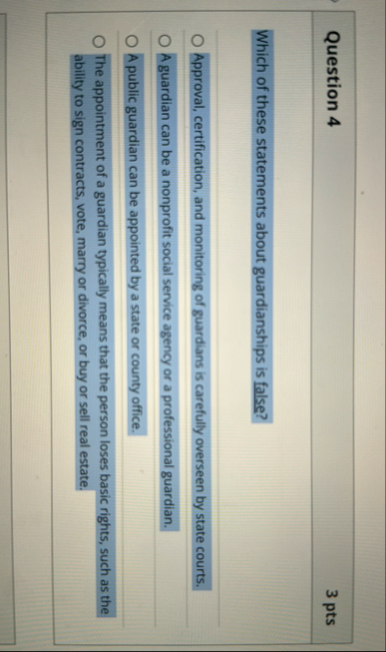 Solved Question 43 ﻿ptsWhich of these statements about | Chegg.com