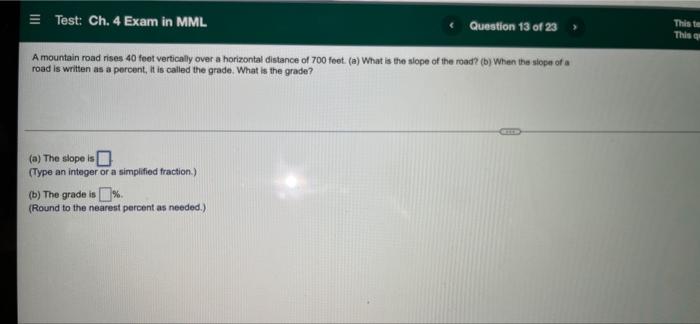 Solved = Test: Ch. 4 Exam in MML Question 13 of 23 A | Chegg.com