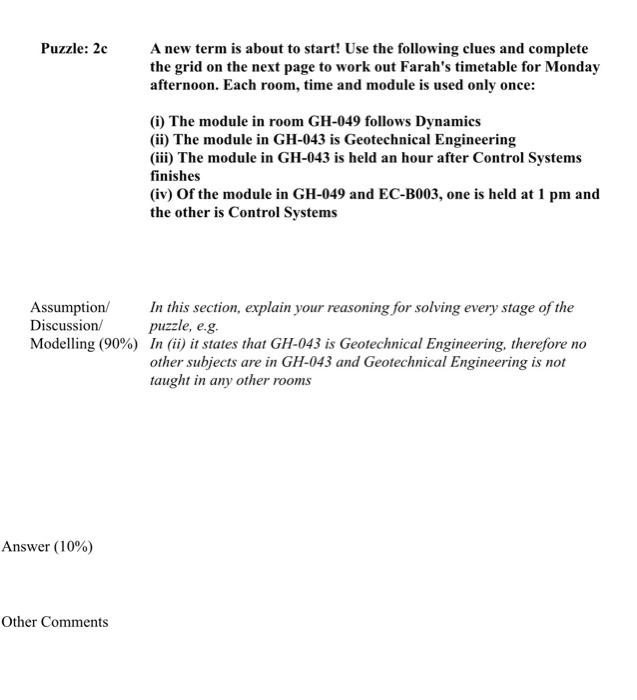 Solved Puzzle: 2c A new term is about to start! Use the | Chegg.com