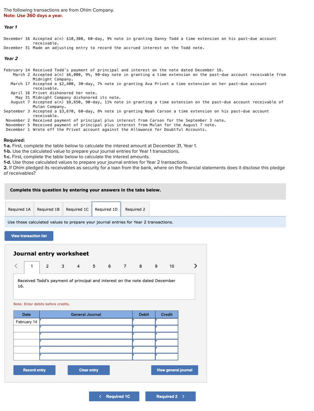 Solved The following transactions are from Ohlm | Chegg.com