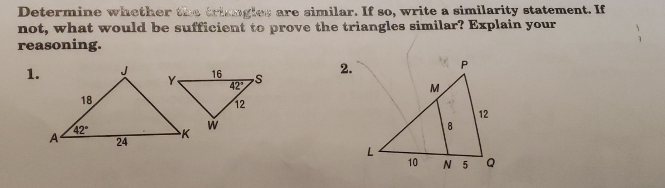 Solved Determine whether the triangles are similar.ar. ﻿If | Chegg.com