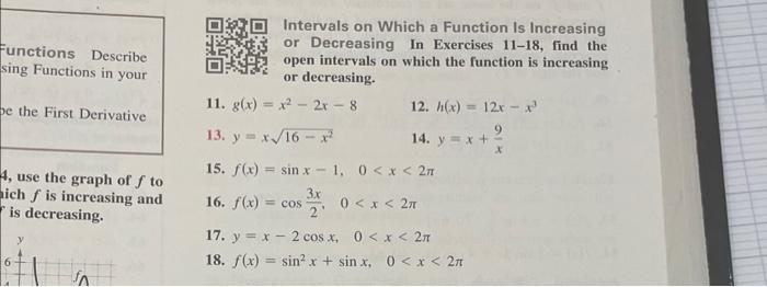 Solved Intervals on Which a Function Is Increasing or | Chegg.com