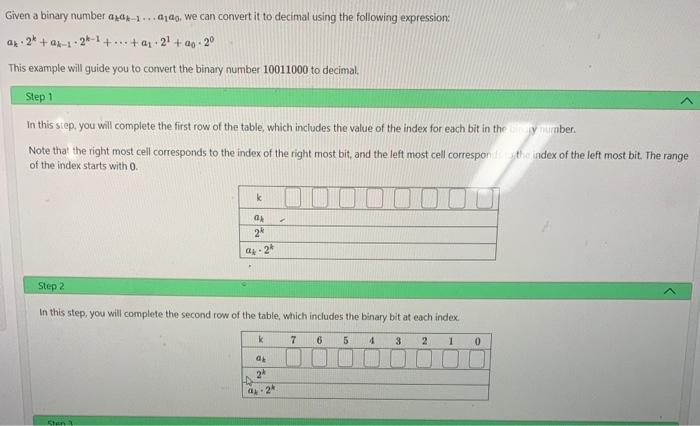 Given a binary number akak−1…a1a0, we can convert it | Chegg.com