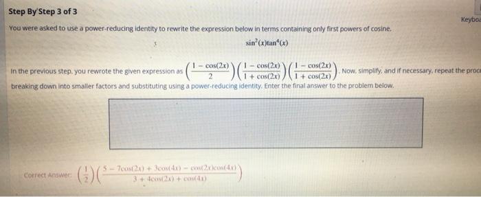 Solved How to properly use power reducing identity.Please | Chegg.com