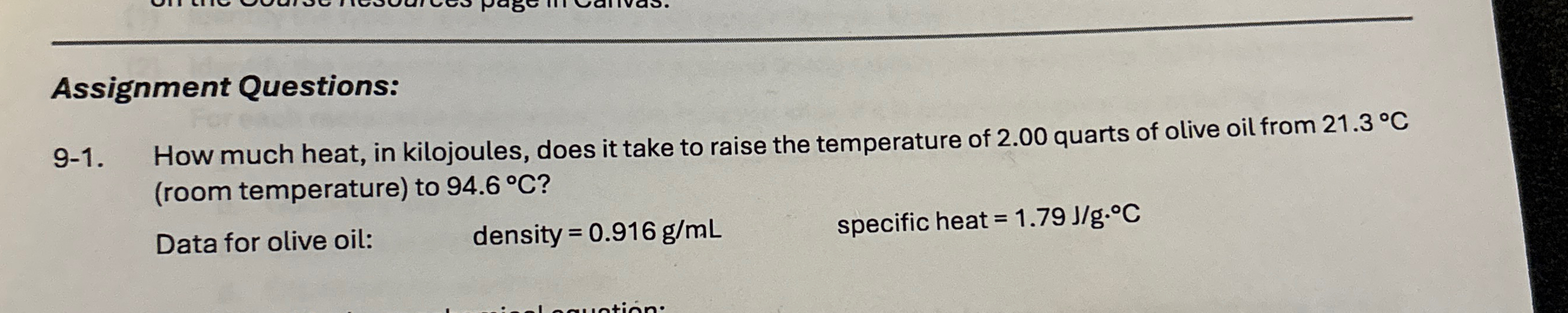 Solved Assignment Questions:9-1. ﻿How much heat, in | Chegg.com
