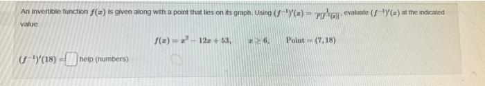 Solved An invertible function f(x) is given along with a | Chegg.com