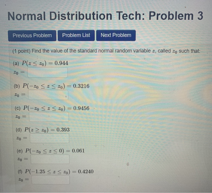Solved Normal Distribution Tech: Problem 3 Previous Problem | Chegg.com