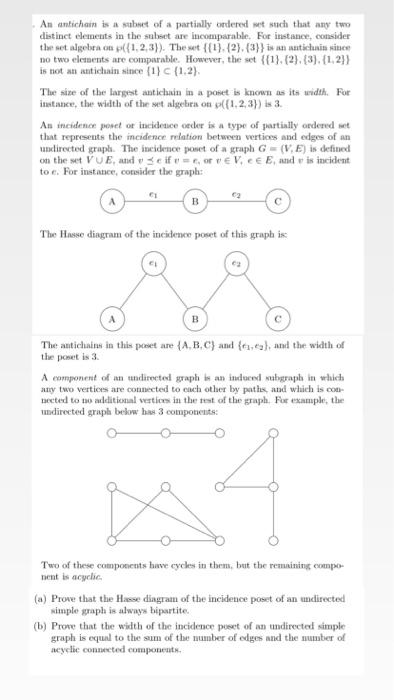 Solved An antichain is a subset of a partially ordered met | Chegg.com