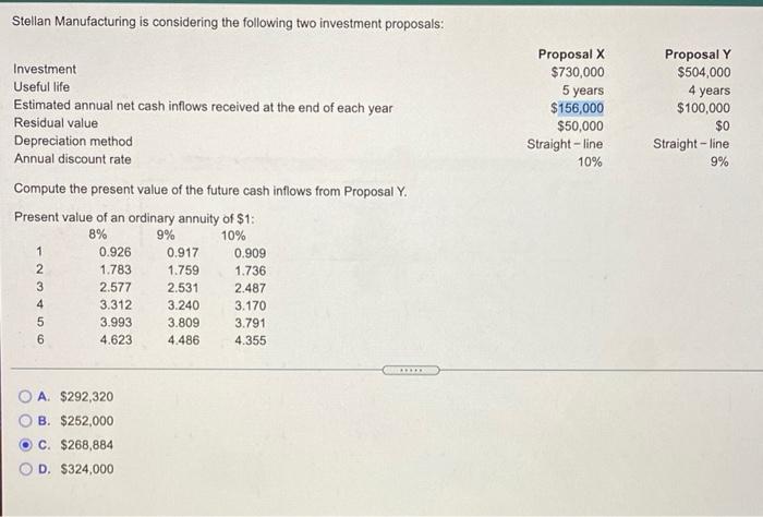 Solved Stellan Manufacturing is considering the following | Chegg.com
