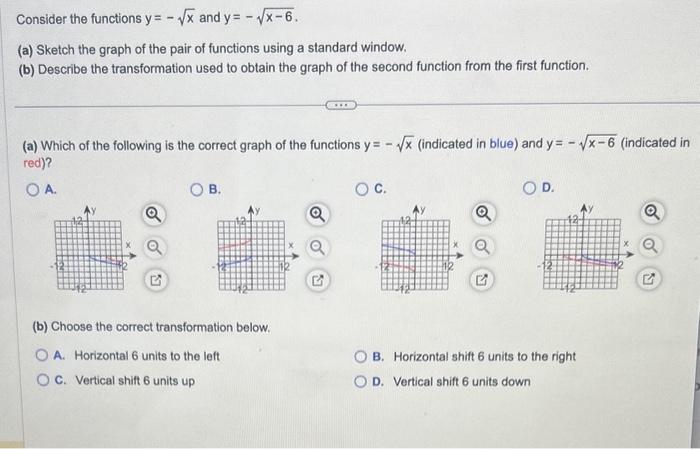 Solved Consider the functions y=−x and y=−x−6. (a) Sketch | Chegg.com
