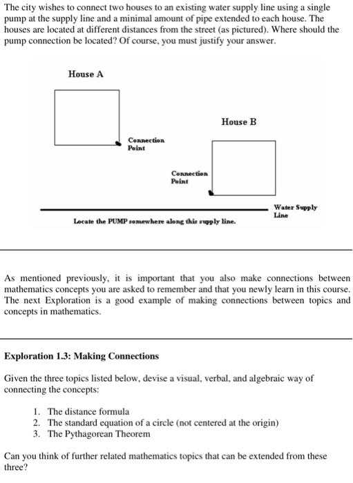 Solved The city wishes to connect two houses to an existing | Chegg.com