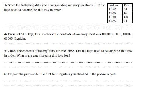 Solved Using MDA-8086 Kit, Keypad \& User manual, answer the | Chegg.com