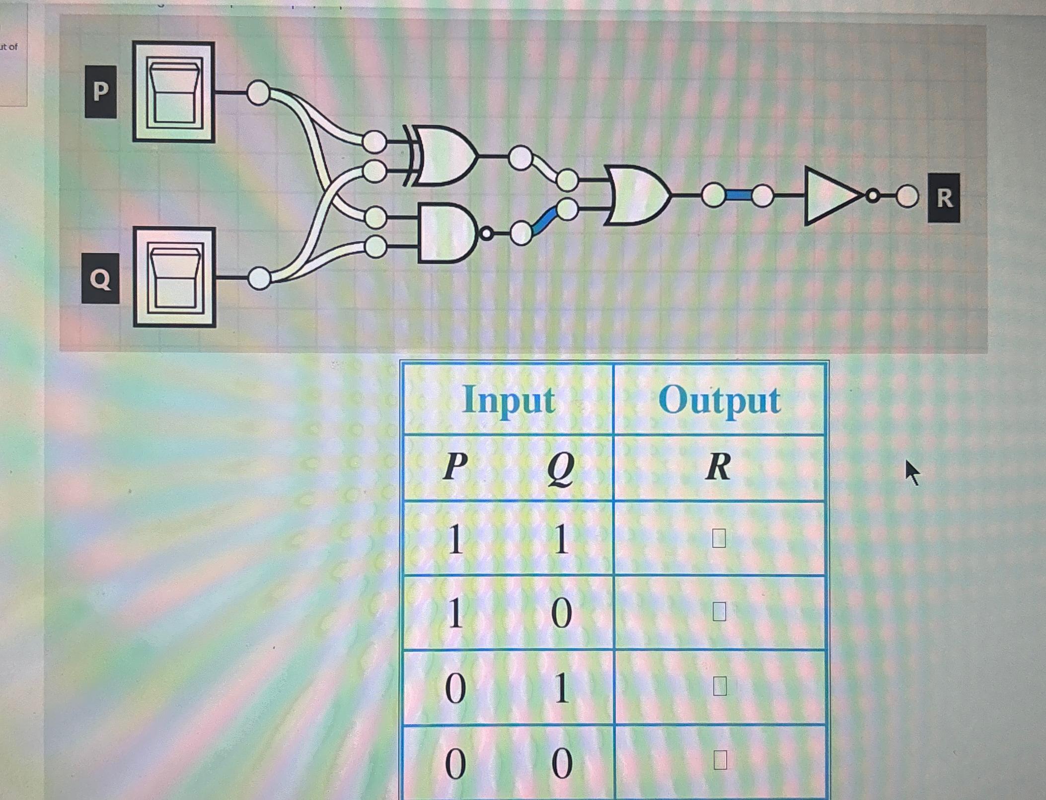 Solved Q\table[[Input,Output],[P,Q,R | Chegg.com
