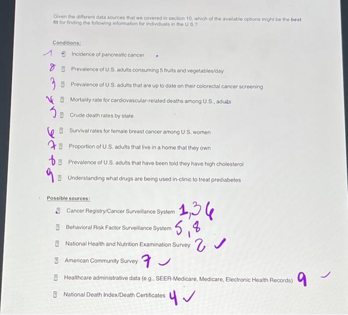 Solved please double chek thanks!1 Given the different data | Chegg.com
