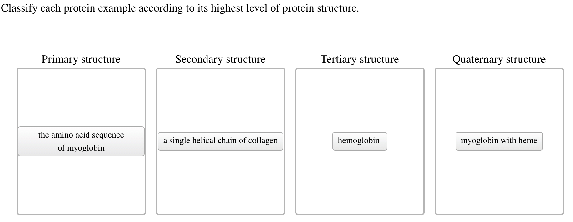 Solved Classify each protein example according to its | Chegg.com Solved Classify each protein example according to its | Chegg.com