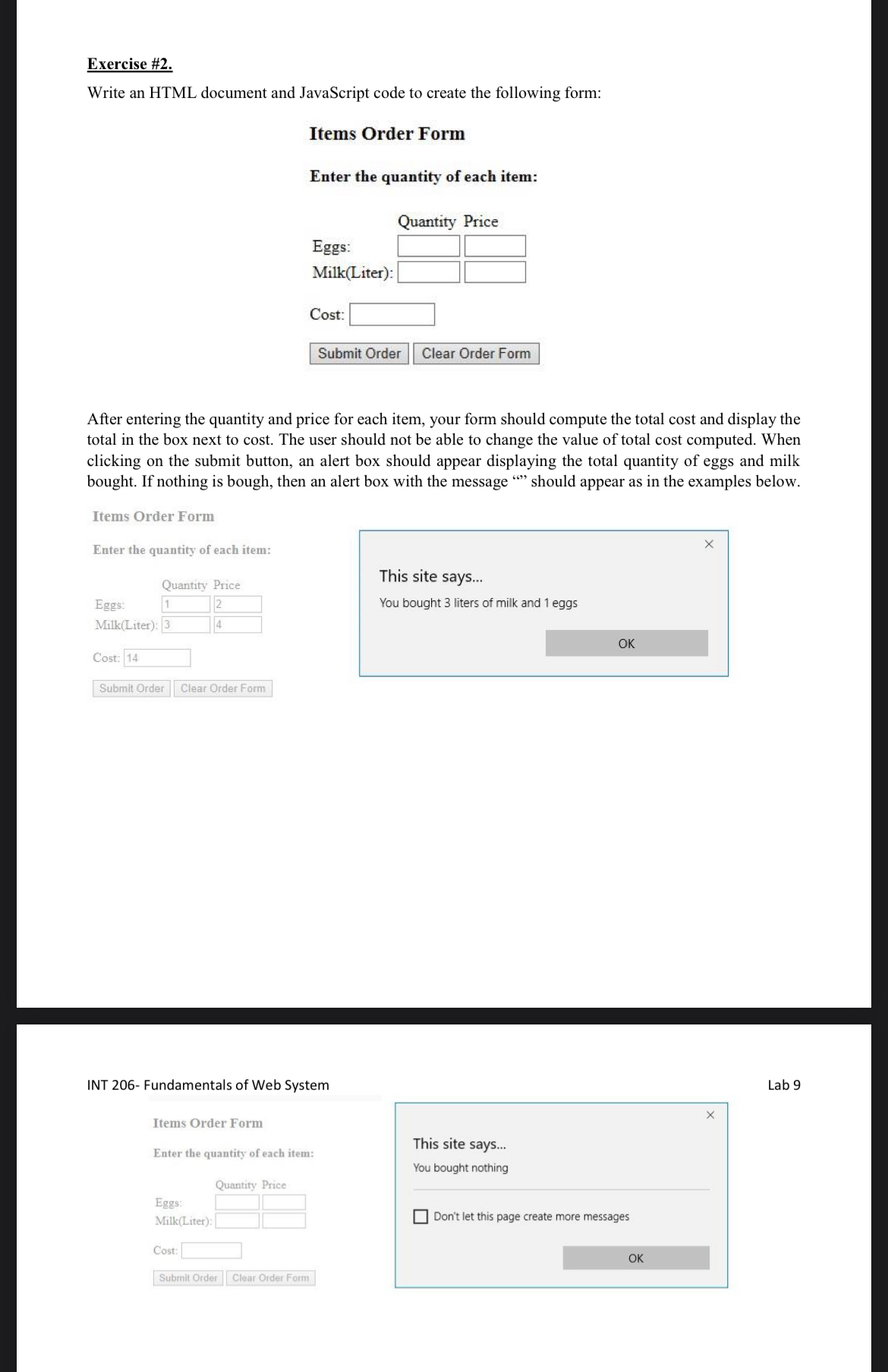 Exercise #2.Write an HTML document and JavaScript | Chegg.com