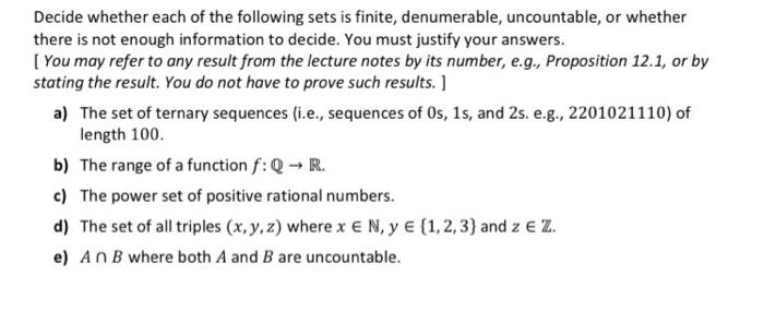 Solved Decide whether each of the following sets is finite, | Chegg.com