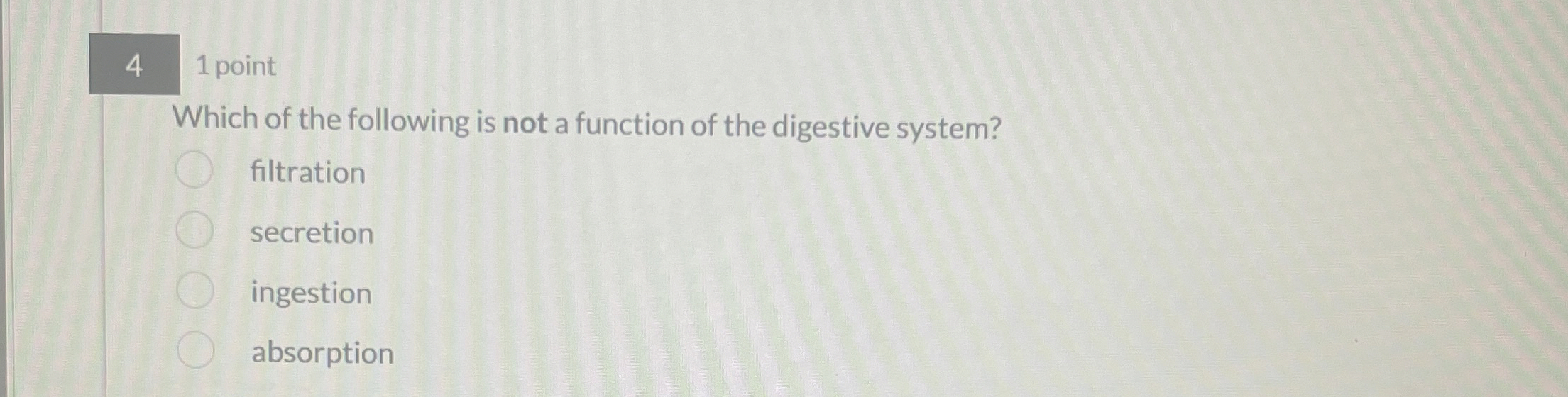 Solved 4 1 ﻿pointWhich of the following is not a function of | Chegg.com