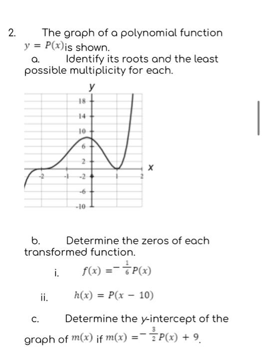 Solved 2. The graph of a polynomial function y=P(x) is | Chegg.com