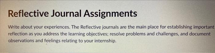 Reflective Journal Assignment 3 V Assignment Write a | Chegg.com