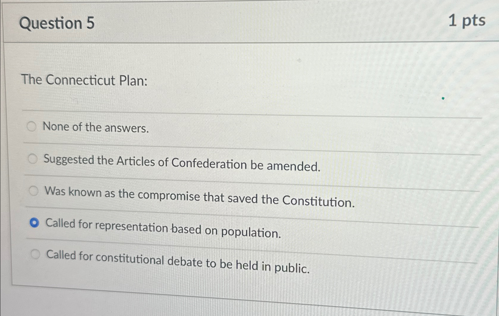 Solved Question 51 ﻿ptsThe Connecticut Plan:None of the | Chegg.com