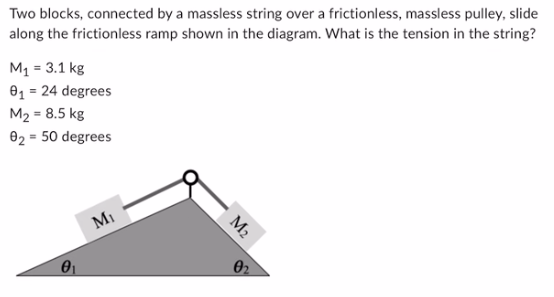 Solved Two blocks, connected by a massless string over a | Chegg.com