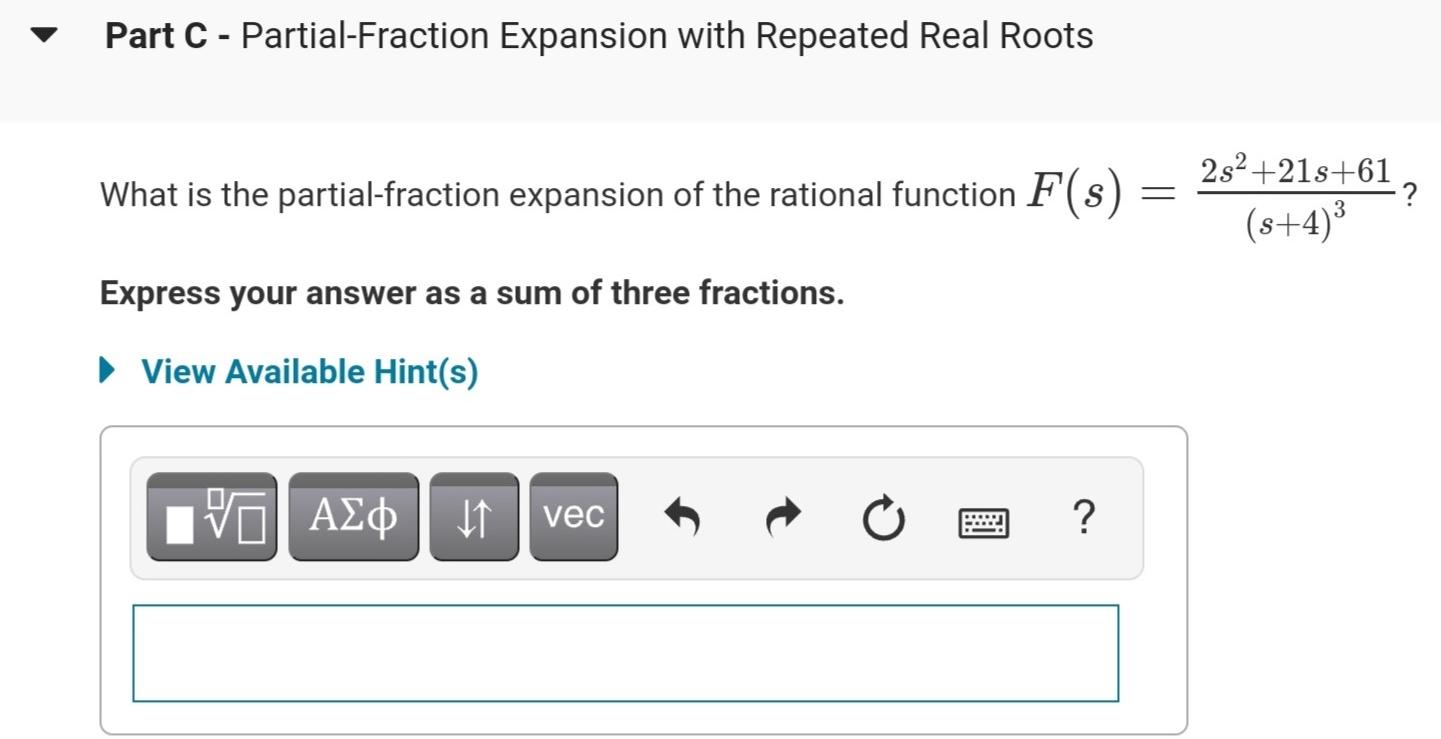 Solved Part A - Partial-Fraction Expansion with Distinct | Chegg.com