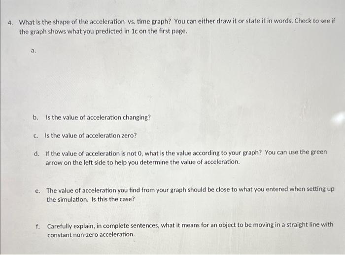 What is the shape of the acceleration vs. time graph? | Chegg.com