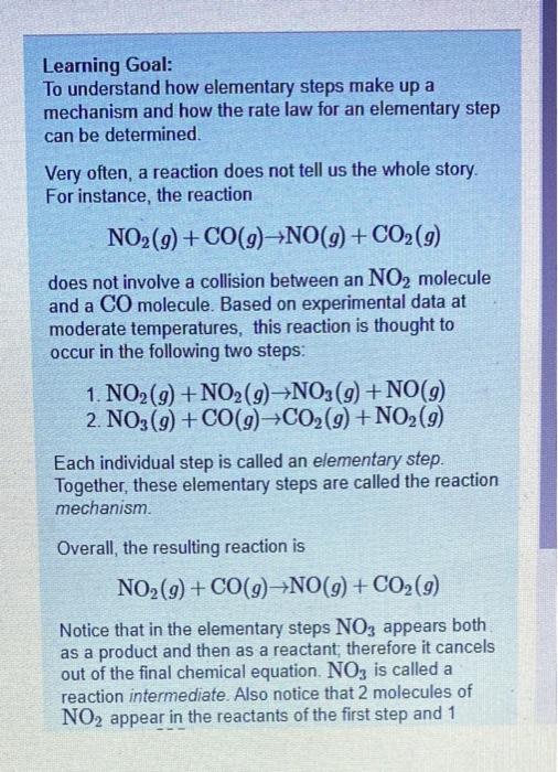 Solved Learning Goal: To understand how elementary steps | Chegg.com