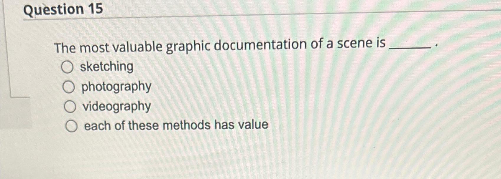 Solved Question 15The most valuable graphic documentation of | Chegg.com