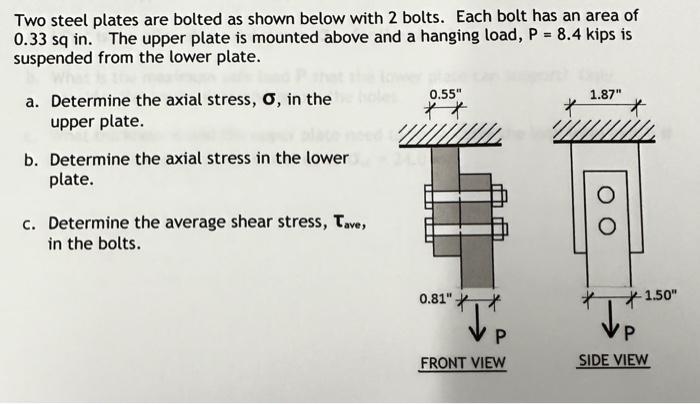 Solved Two steel plates are bolted as shown below with 2 | Chegg.com