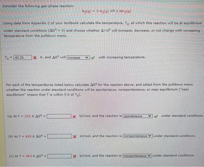 Solved Consider the following gas-phase reaction: N2( | Chegg.com